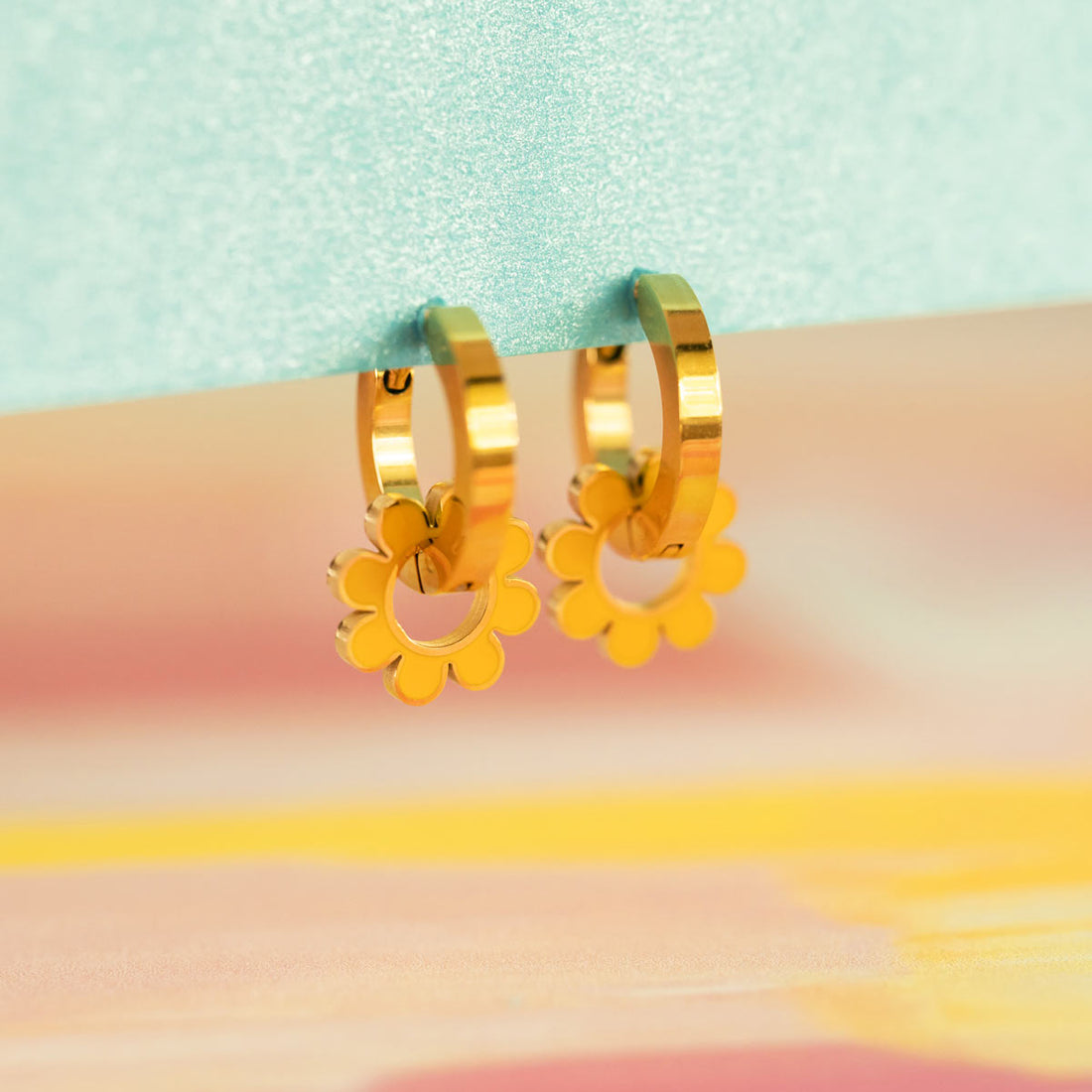Yellow Flower Huggie Hoop Charms – Oh Clementine